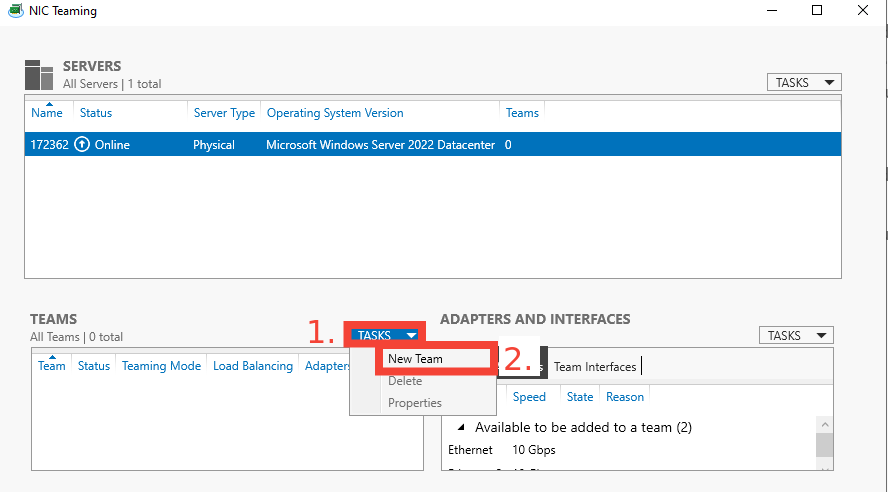 Configuring BOND and VLAN on Windows Server