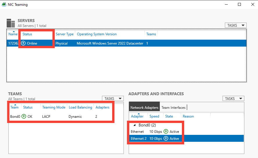 Configuring BOND and VLAN on Windows Server
